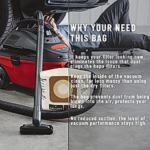 6 Pack Vac Bags fit for Craftsman 4 Gallon Fine Dust shop vec and DeWALT DXV04T 4 Gallon,Part# CMXZVBE43270,4 Gallon Shop Vacuums 9-17612 (A)