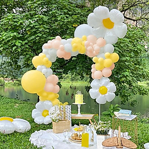 Daisy Party Decorations, Luau Party Supplies with Happy Birthday Flower Banner White and Yellow Daisy Balloons Garland Arch Kit for Girls Birthday Beach Theme Baby Shower Bridal Shower (Daisy)