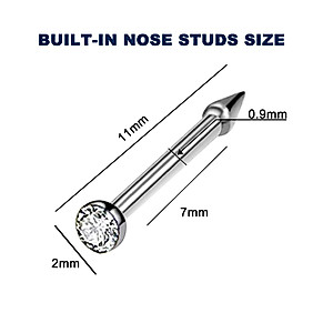 GCHSSS 2 Pack Nose Piercing Kit, Disposable Safe Sterile Piercing Unit For Self Nose Piercing Gun, Nose Stud Tool with Free 10 Nose Rings (White+Black)