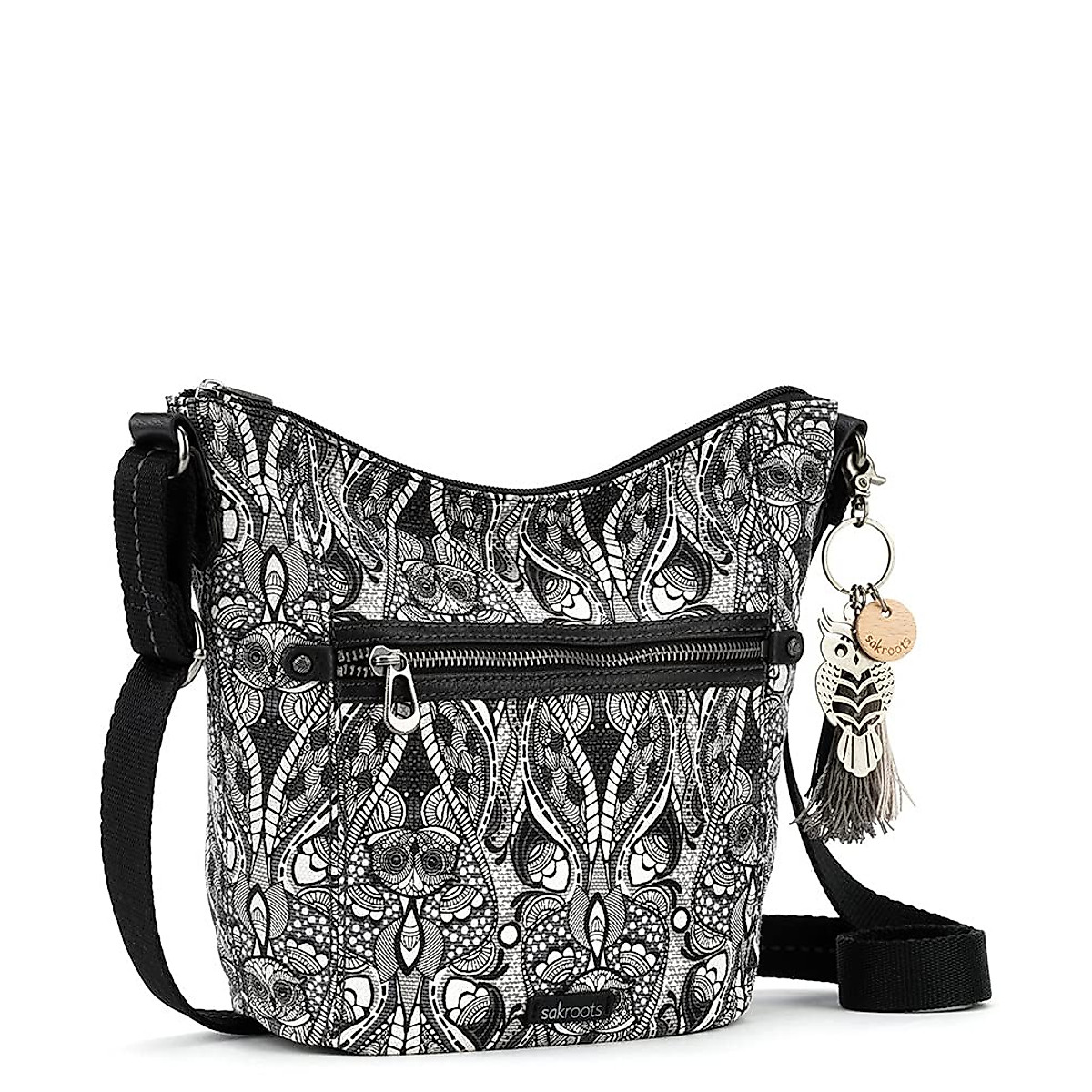 Sakroots Sequoia Small Crossbody, Black/White Soulful Desert