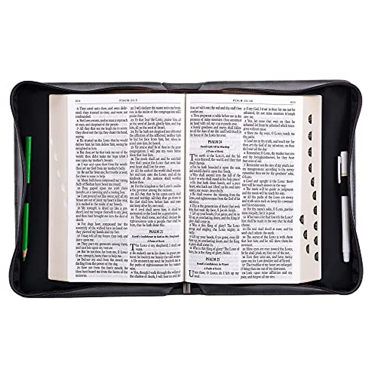 Christian Art Gifts Protective Charcoal Gray and Black Faux Leather Classic Bible Cover for Men: Trust in The Lord - Proverbs 3:5 Inspirational Bible Verse Carry Case with Handle Zippered, Large