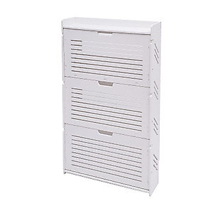 YINZINR Modern Shoe Storage Cabinet with 3 Flip Drawers, Freestanding Shoe Rack Storage Organizer, for Entryway Hallway, Living Room, White