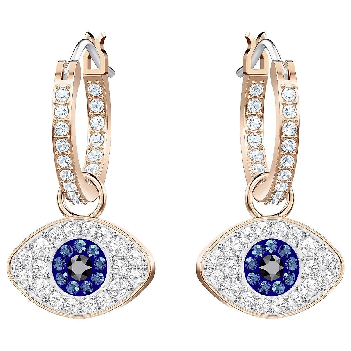 Swarovski Duo Evil Eye Hoop Pierced Earrings Dark Multi One Size