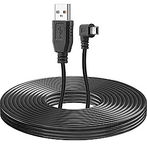 PASOW Mini USB Charging Cable USB 2.0 A-Male to Mini-B Car Vehicle Power Charger Adapter Cord for Dash Cam Rearview Mirror Cam Backup Camera (11.5FT, Right Angle)