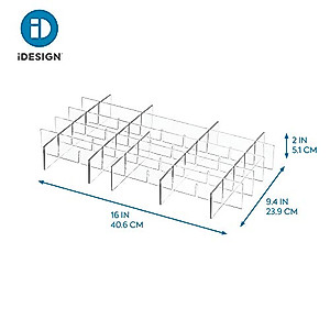 iDesign - 42910 Clarity BPA-Free Plastic Customizable in-Drawer Storage Organizer Dividers, 16" x 9.2" x 1.99", Adjustable