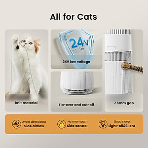 WISESKY Air Purifier for Home Cat Hair Pee Smell in Bedroom, Cat Safety by 24 Voltage, 360° Air Inlet, 3 in 1 HEPA Filter Removes Dust, Dander, Odor, Smart APP Control, 23dB Sleep Mode, W-Cat, White