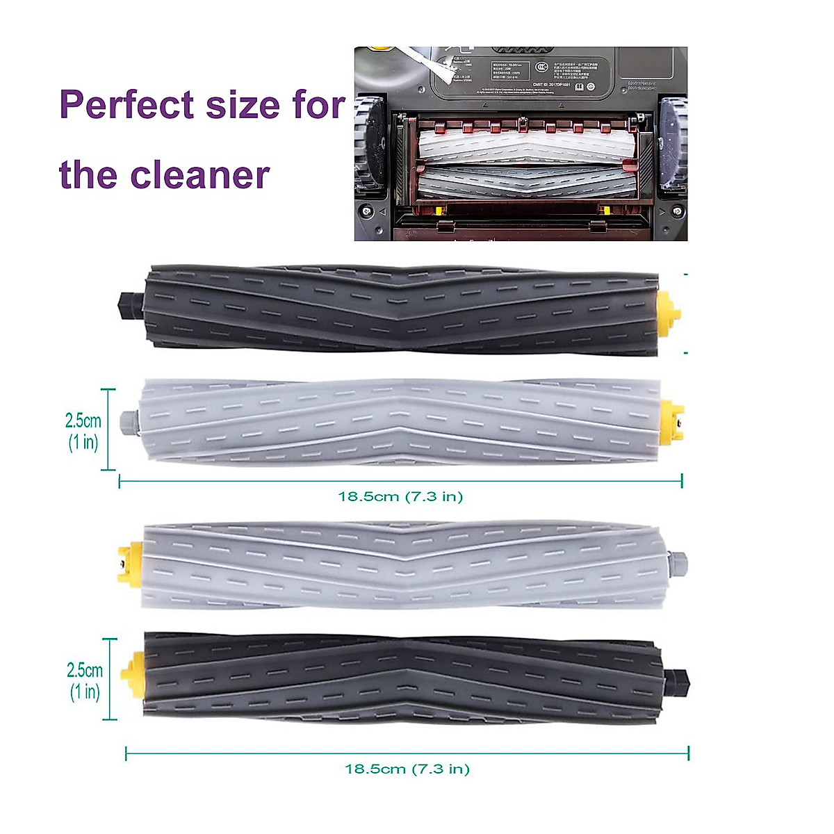 PELLYDA Rubber Roller Brushes,Replacement Parts for irobot Roomba 800 & 900 Series, Roomba 800 850 860 861 866 870 880 890 900 980 985 Vacuum,Roomba Accessories 2 Sets of Debris Extractor