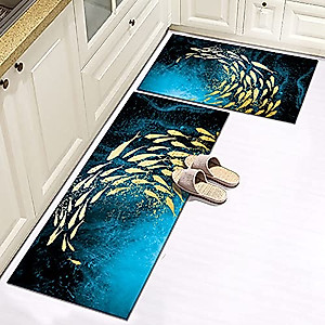 OPLJ Entrance Doormat Long Kitchen Mat Floor Carpet Bedroom Balcony Absorbent Living Room Rug Modern Non-Slip Washable Home A14 50x160cm