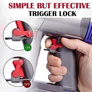 EGNic Trigger Lock Compatible with Dyson V15 V6 V8 V7 V10 V11 Absolute/Animal/Motorhead Vacuum Cleaner, 2 Pack Power Button On/Off Control Clamp, Dyson Power Switch Attachments, Free Your Finger