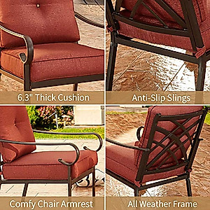 PatioFestival Patio Dining Chairs Set of 2 with 6.3 Inch Cushion All Weather Frame for Outdoor