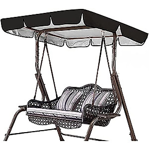 Patio Canopy Swing Cover Waterproof Swing Chair Awning Outdoor Swing Cover Waterproof UV for Garden Terrace Seat Hammock 22.6.21 (Color : Black, Size : Top 164CM/65)