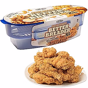 Cook's Choice XL Original Better Breader Batter Bowl- All-in-One Mess Free Breading Station Tray for at Home or On-the-Go - Pour in Seasoning, Add Meat or Vegetables of Choice, & Just Shake