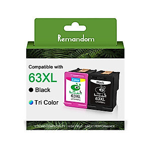 Remandom 63XL Ink Cartridges Black and Color Replacement for HP 63 63xl Ink Compatible with HP Officejet 3830 4650 5255 5258 4655 Envy 4520 4512 Deskjet 1112 2132 3630 Printer