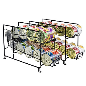 2 Pack -SUFAUY Stackable Beverage Soda Can Dispenser Organizer Rack for Pantry or Refrigerator, Black