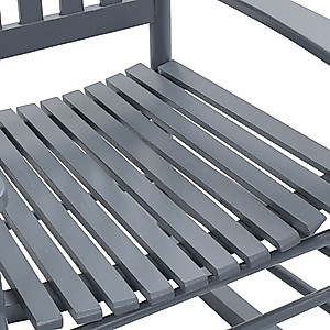 WEHUOSIF Rocking Chair with Curved Seat,Porch Chair,Camping Rocker,Wooden Rocking Chair,Retro Rocking Chair,Coffee Chair,Garden Rocking Chair,for Balcony, Porch, Backyard,Gray Poplar Wood