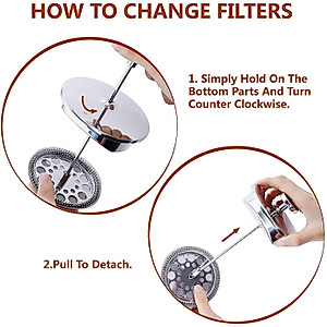Meelio 6 Pieces French Press Replacement Filters Mesh Filters Replacement, Stainless Steel French Press Replacement Screen for 12 oz / 350 ml / 1 Cup French Press Coffee Makers and Tea Machines