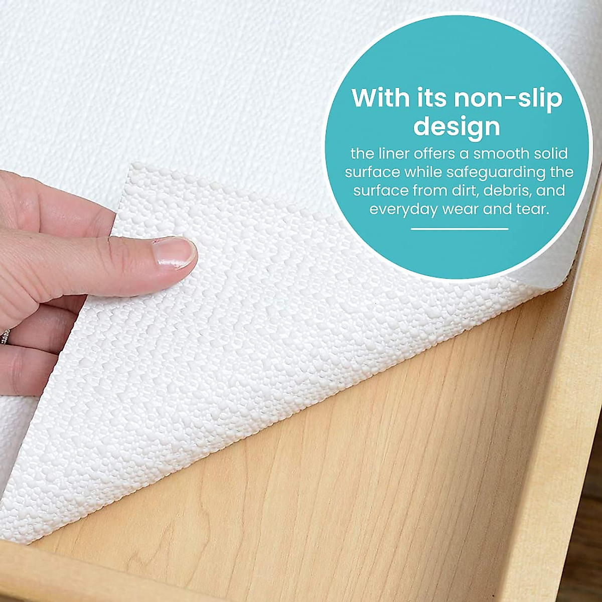 Con-Tact Brand Grip Prints Durable Non-Adhesive Non-Slip Shelf and Drawer Liner, 18" x 8', White