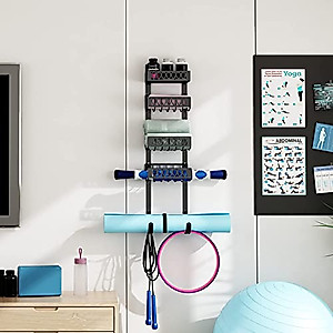 GALLIS 2 Pack Towel Racks for Bathroom Wall Mounted, Metal Towel Holders for Rolled Towels, Bath Robes and Yoga Supplies, Towel Storage Organizer for Spa, Salon, RV, Black