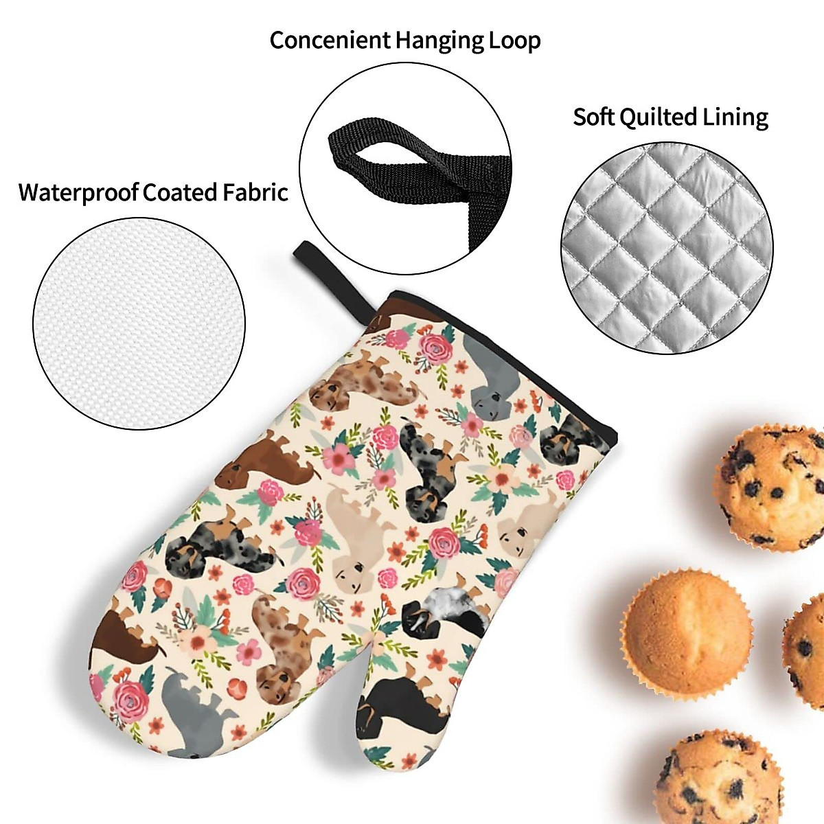 VERSAINSECT Oven Mitts and Pot Holders Heat Resistant 4 Pcs Sets Waterproof Non-Slip for BBQ Cooking Baking Grilling