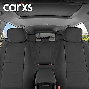 BDK carXS Black Leather Car Seat Covers Full Set, 9-Piece Faux Seat Covers for Cars, Includes Front and Back Seat Cover, Automotive Seat Covers for Trucks SUV