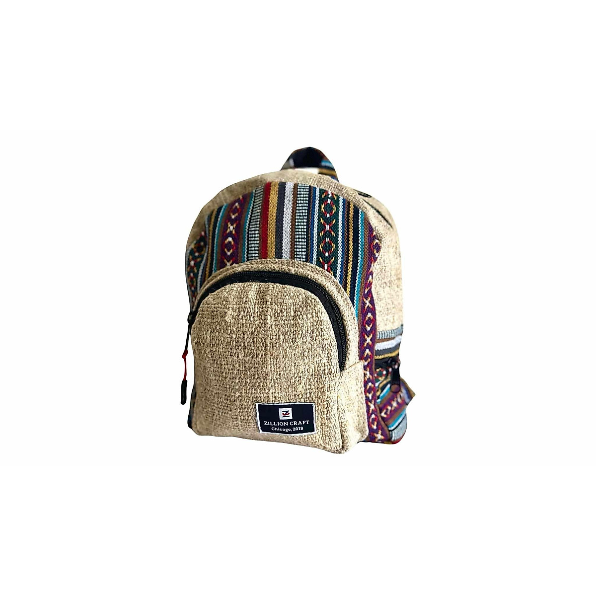 Z ZILLION CRAFT All natural mini Hemp back pack for men and women. 100 % Eco friendly vegan material from Hemp and Gheri. Multi color small size light back pack.