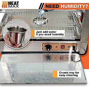HeatMax 251823 Commercial Electric Stainless & Curved Glass Food Warmer Display Case for Pizza, Chicken, Burgers, Patties, Empanadas or any Hot Food