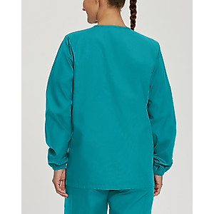 Landau Scrub Zone Relaxed Fit 2-Pocket Snap-Front Scrub Jacket for Women 75221 Teal XLG