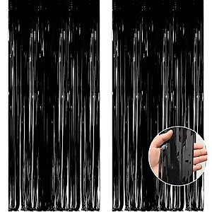 OHOME New Years Decorations 2025 New Years Eve Party Supplies Pack of 2 | Black Streamers for Black Birthday Decorations