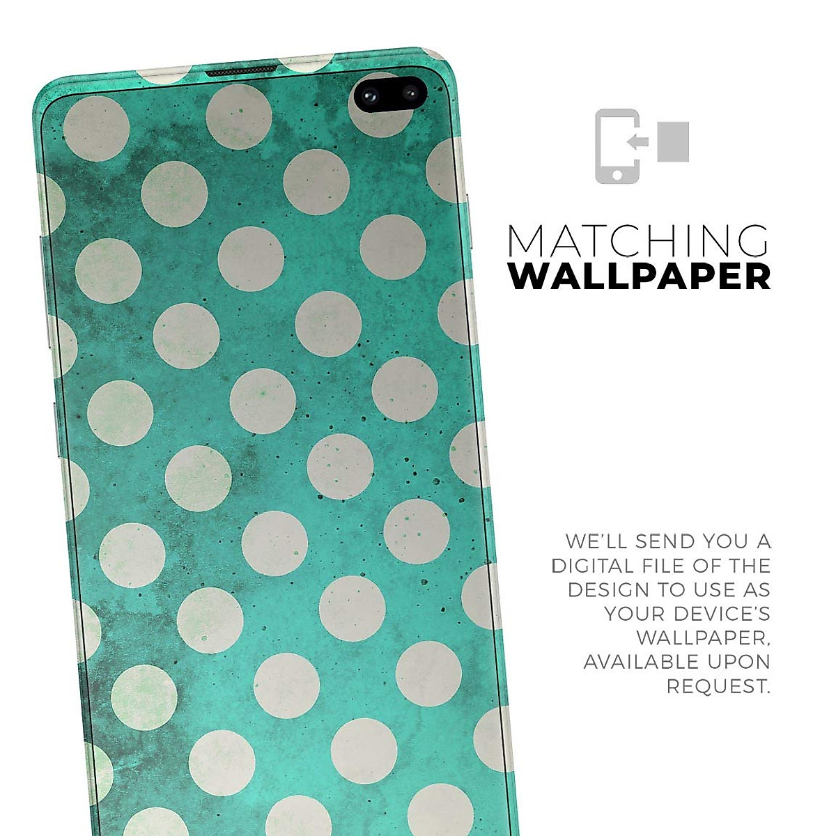 DesignSkinz Dark Teal and White Polka Dots Pattern Protective Vinyl Decal Wrap Skin Cover Compatible with The Samsung Galaxy S20 (Screen Trim & Back Glass Skin)