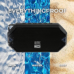 Altec Lansing HydraMini Wireless Bluetooth Speaker, IP67 Waterproof USB C Rechargeable Battery with 6 Hours Playtime, Compact, Shockproof, Snowproof, Everything Proof (Black)