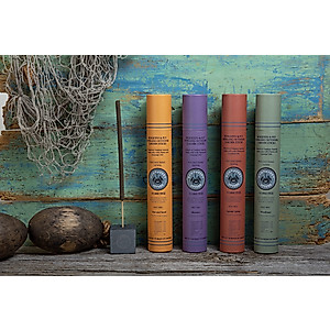 Nantucket Spider Mosquito & Fly Repelling Outdoor Garden Incense Sticks Bundle | 2 Pack (28 Sticks) & Artisanal Stone Block Incense Holder (1ct) | Woodland (14 Sticks) & Spiced Coffee (14 Sticks)