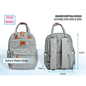 Precious Memories Toddler Diaper Backpack with Portable Changing Mat - Water-Resistant Baby Bag - Large Diaper Bag for Toddlers - Newborn essentials