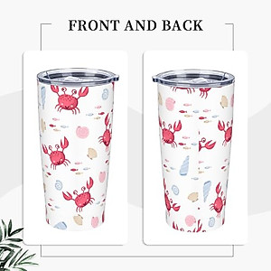 Yaxongx 20oz Tumbler Crab Shells Fishes Double Wall Vacuum Insulated Coffee Mug with Lid and Metal Straw Brush Reusable Stainless Steel Water Bottle Travel Cup Gifts for Car Ice Drinks Hot Beverage