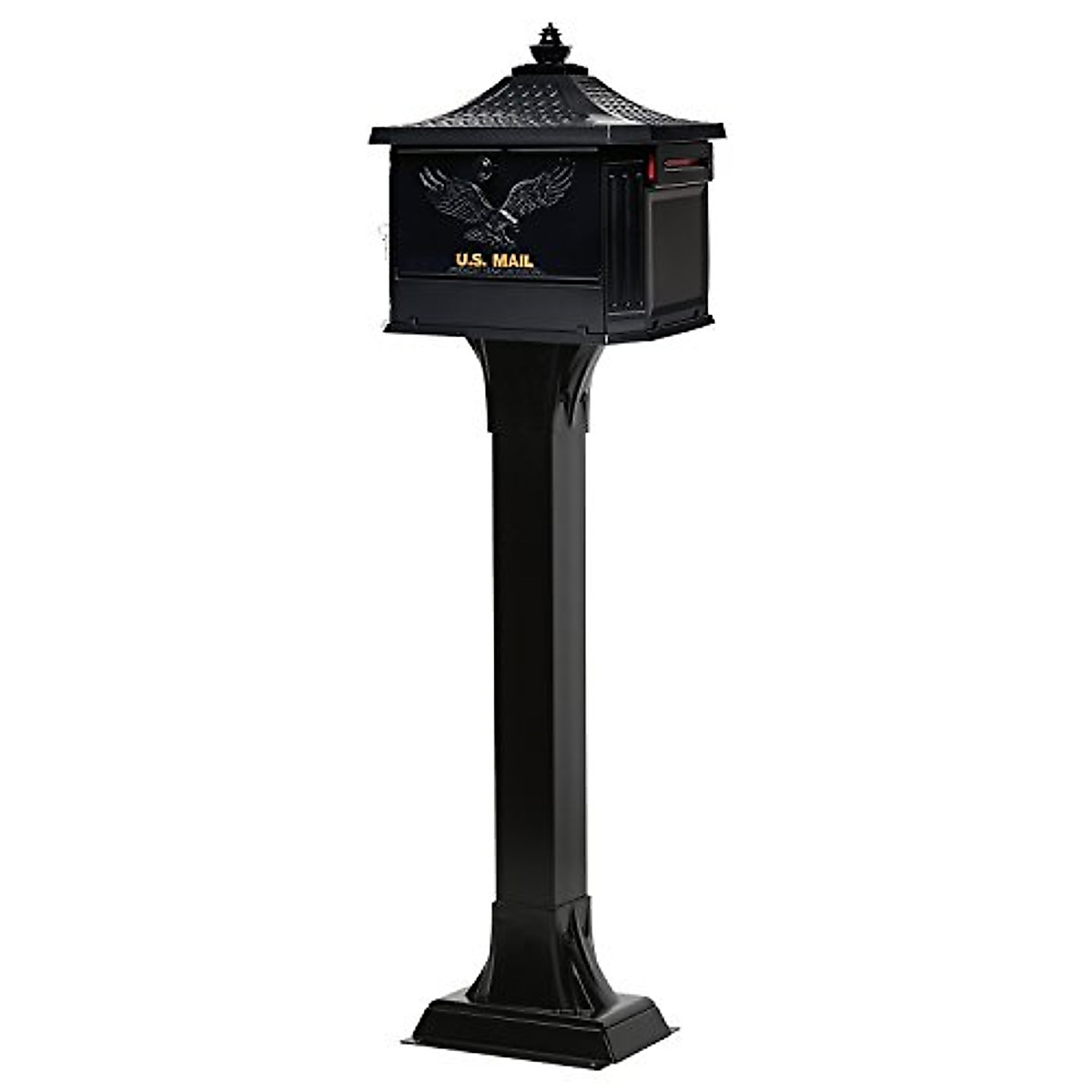 Gibraltar Mailboxes Hamilton Large Capacity Cast Aluminum Black, Post-Mount Mailbox, HM200B00