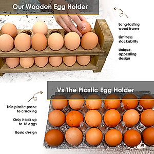 Gui's Chicken Coop Egg Holder - Countertop Stackable Egg Rack For Fresh Eggs - Rustic Kitchen Decor (Double Rack)