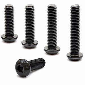 MonsterBolts - M5 x 25mm Button Head Socket Cap Screws, ISO 7380, Alloy Steel, Black Oxide, 50 Pack