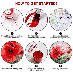 COLORWORK DIY Paint by Numbers, Canvas Oil Painting Kit for Kids & Adults, 12" W x 16" L Drawing Paintwork with Paintbrushes, Full Moon 4 PCS Set