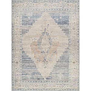 SURYA Becki Owens x Luca Medallion Area Rug, 5'3" x 7', Pewter