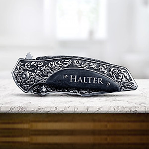 Krezy Case Mens Pocket knife, Pocket Knife For Hiking, Climbing and Outing, Stainless Steel Pocket Knife w/Personalized Wooden Handle, Knife for Dad, Husband, Boyfriend