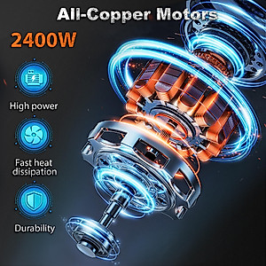 Geveelife Concrete Cement Electric Mixer Machine 2400W with 6 Adjustable Speed, Handheld Electric Cement Mixer for Drill for Mixing Mud, Cement, Mortar, Paint, Fodder, Blue