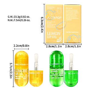 Easilydays Lemon Moisturizing Lip Oils, Mini Capsule Hydrating Lip Gloss, Daytime Refreshing Lip Balm Lip Care Serum, Lightweight Long Lasting Lip Glow Oil, Non-Sticky Shine Primer (Yellow)