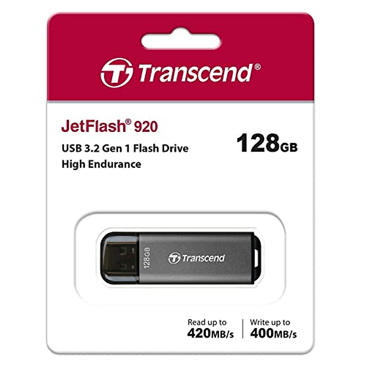 Transcend 128GB JetFlash 920 USB 3.2 Gen 1 Flash Drive TS128GJF920, Grey