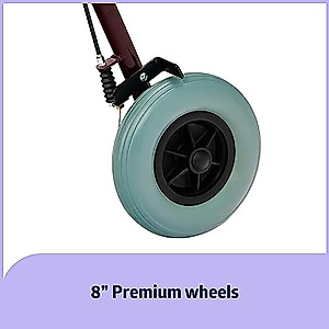 Medline Bariatric Heavy Duty Steel Rollator Supports up to 500 lbs, Strong, Comfortable Rolling Walker with 8 inch Wheels