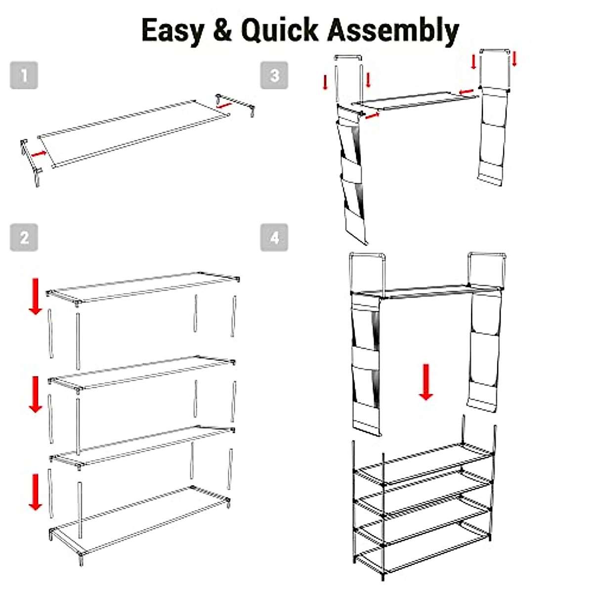 Yescom 5-Tier Shoe Rack Storage Organizer 25 Pair for Entryway,Hallway,Closet Black