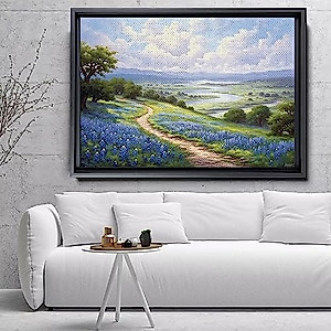 Enchanting Texas, Native Texas Hill Country Bluebonnet Landscape - Fine Art Print Mounted in a White Mat Board
