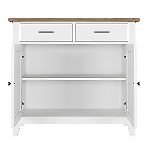 HORSTORS Kitchen Storage Cabinet with Drawers and Doors, Floor Sideboard and Buffet Server Cabinet, Entryway Console Cabinet for Living Room, Dining Room, Bathroom, Ivory White
