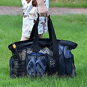 GOTDYA XL Mesh Beach Bags and Totes,Extra Large Beach Bag with Zipper and Pockets,Oversized Big Beach Duffle Bag for Towels Beach Toys,Ideal for Your Family Beach/Pool Trip