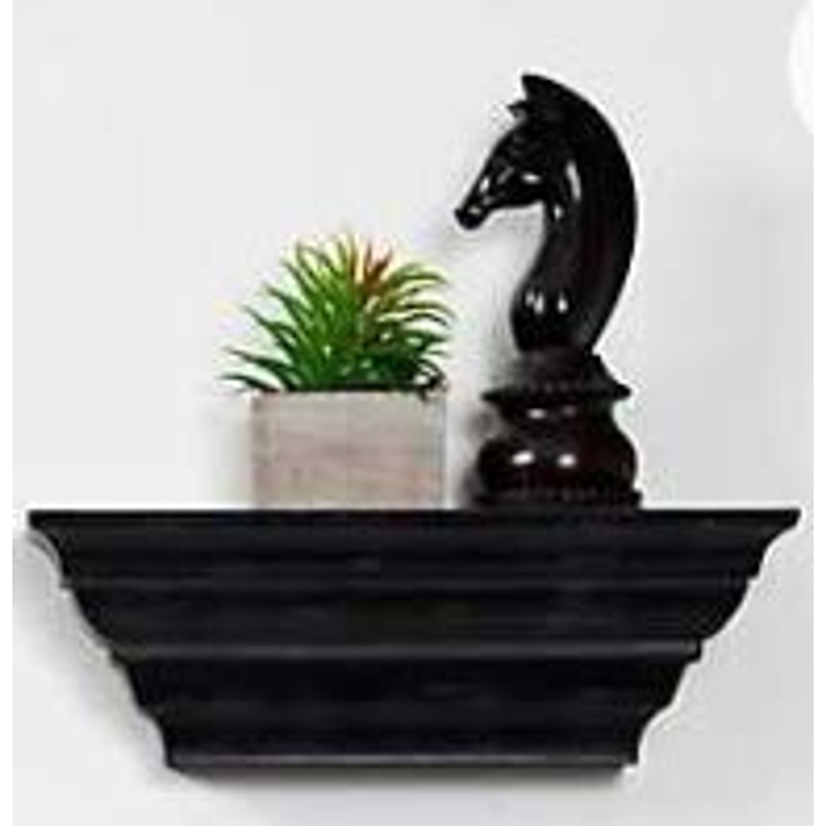 TopNotch Outlet Black Floating Shelves (3 Pcs) Plastic Shelf Set - Easy to Add Simple Yet Effictive Chic Touches to Your Space - Mini Wall Shelving - Home Decor