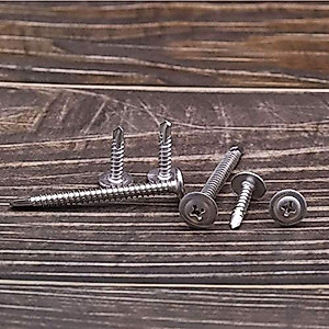L-A #8 x 1-1/4" 410 Stainless Steel Wafer Head Phillips Self Drilling Screws Sheet Metal Tek Screws, Modified Truss Head Self Driller (50 Pcs;4.2 x 32mm)