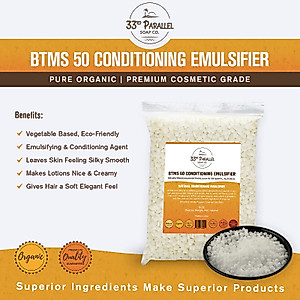 33rd PARALLEL | BTMS 50 (2 oz) Conditioning Emulsifier | 100% Natural Plant Derived | Behentrimonium Methosulfate Cetearyl Alcohol Emulsifying Conditioner | Product of USA (2 Ounces)